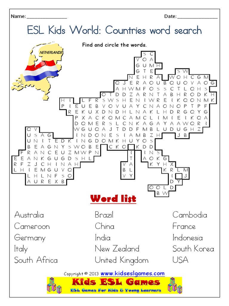 Countries Wordsearch 2 | PDF | Word Search | Puzzles