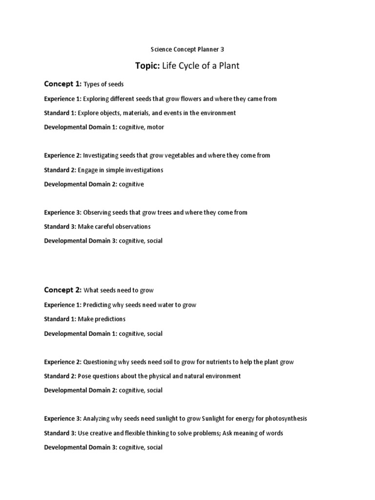 Edt 313 Science Concept Planner Part 3 | PDF | Plants | Concept