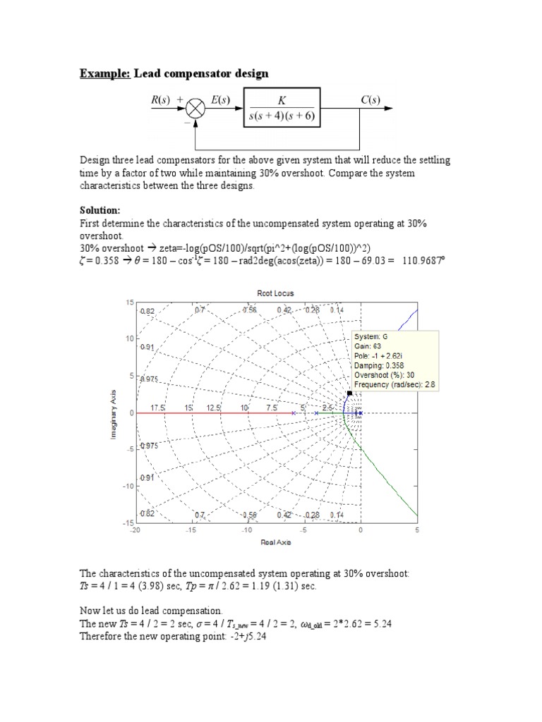 Example: Lead Compensator Design: Solution | PDF