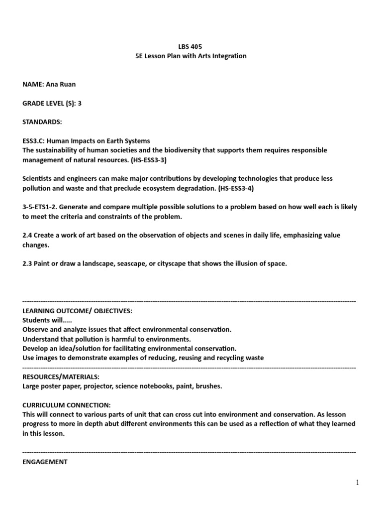 Lesson Plan 5es Template | PDF | Teachers | Conservation Biology