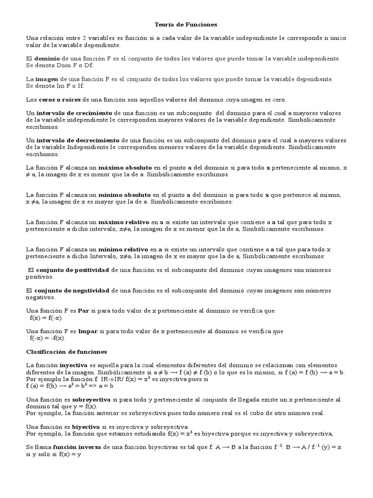 Conceptos Clave de Funciones Matemáticas | PDF | Intervalo (Matemáticas ...