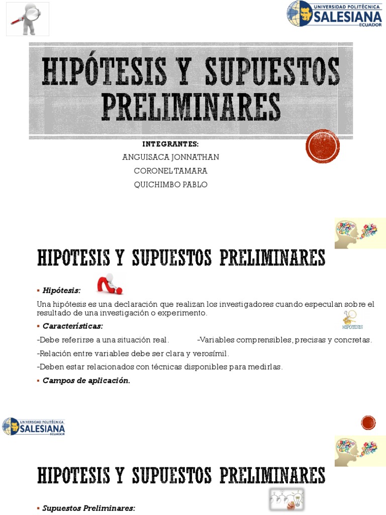 Hipotesis y Supuestos Preliminares | PDF