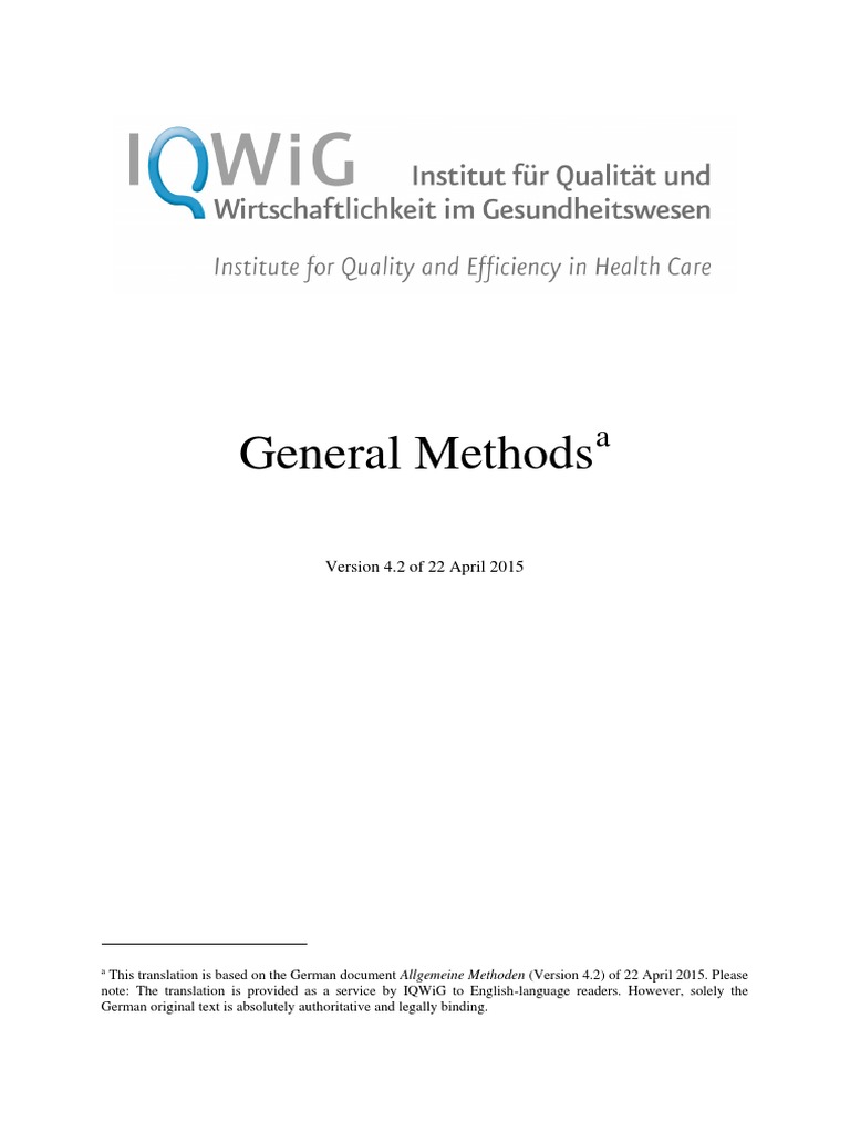 IQWiG General Methods Version 4-2 | PDF | Evidence Based Medicine ...