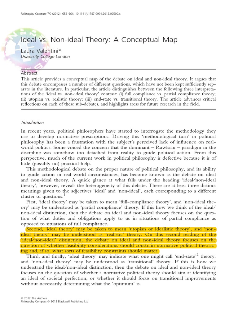 Ideal vs. Non-Ideal Theory: A Conceptual Map: Laura Valentini | PDF ...