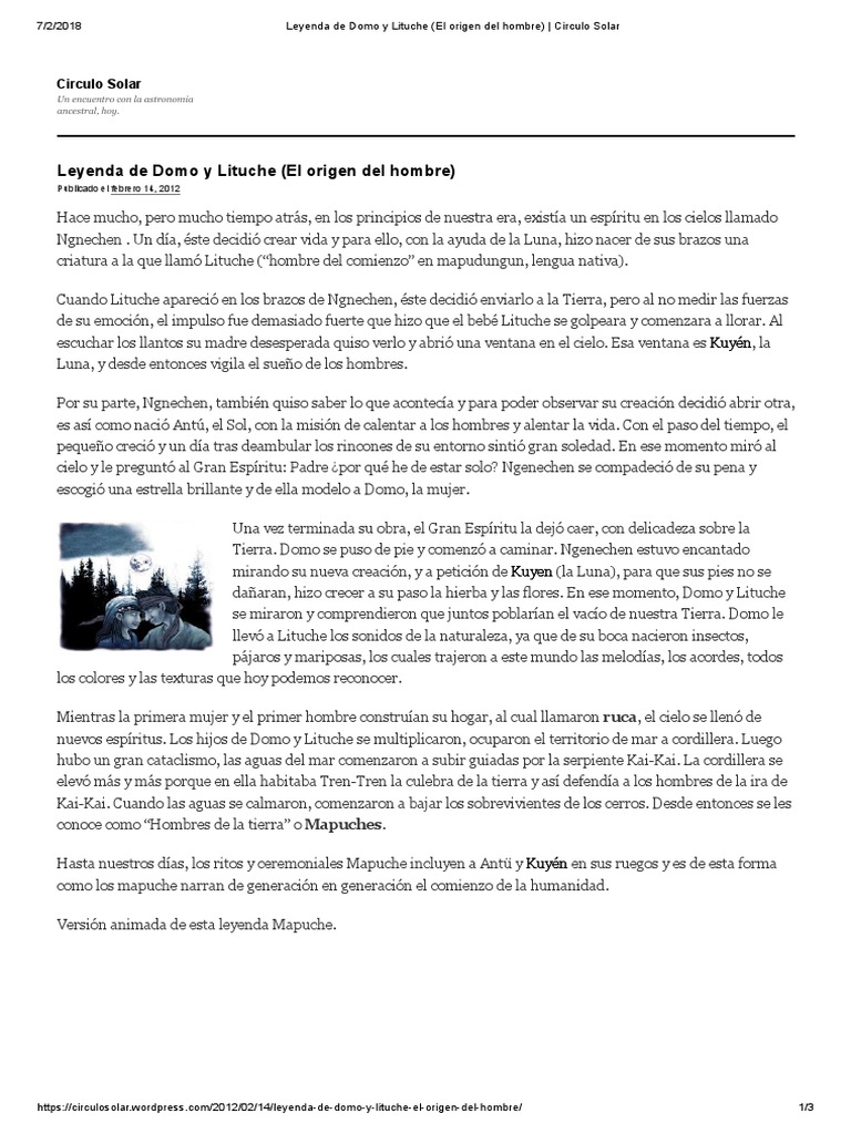 The Origin of Humankind: The Legend of Domo and Lituche | PDF | Mitos ...