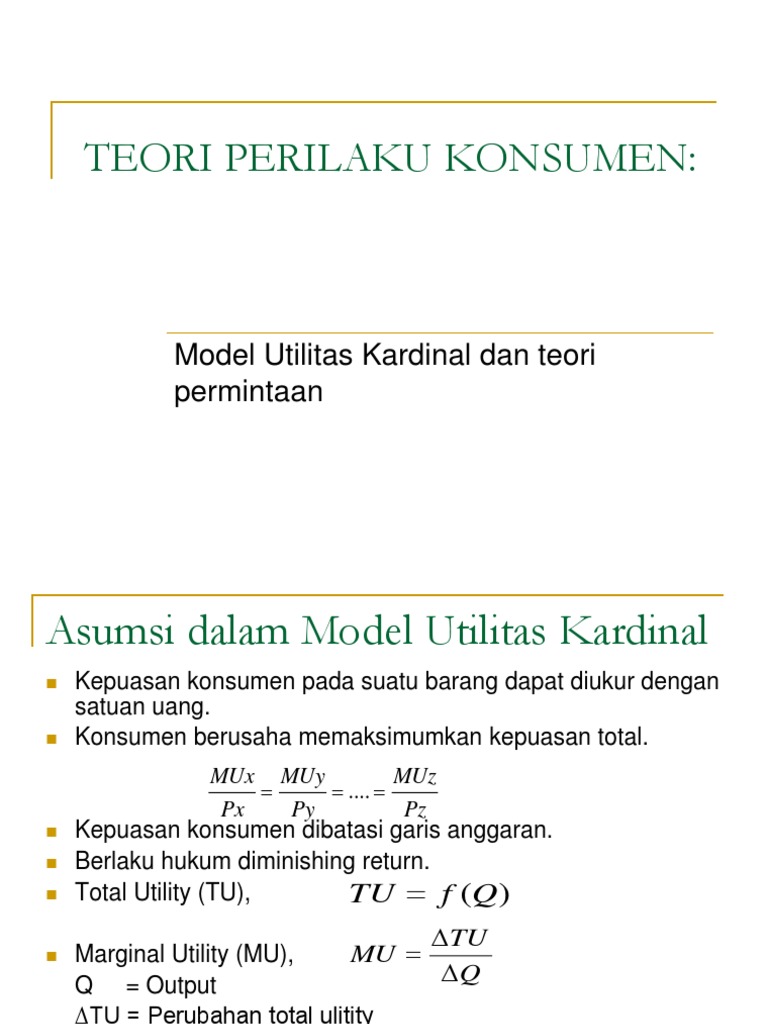Model Utilitas Kardinal dan Permintaan | PDF | Pengelolaan Keuangan & Uang