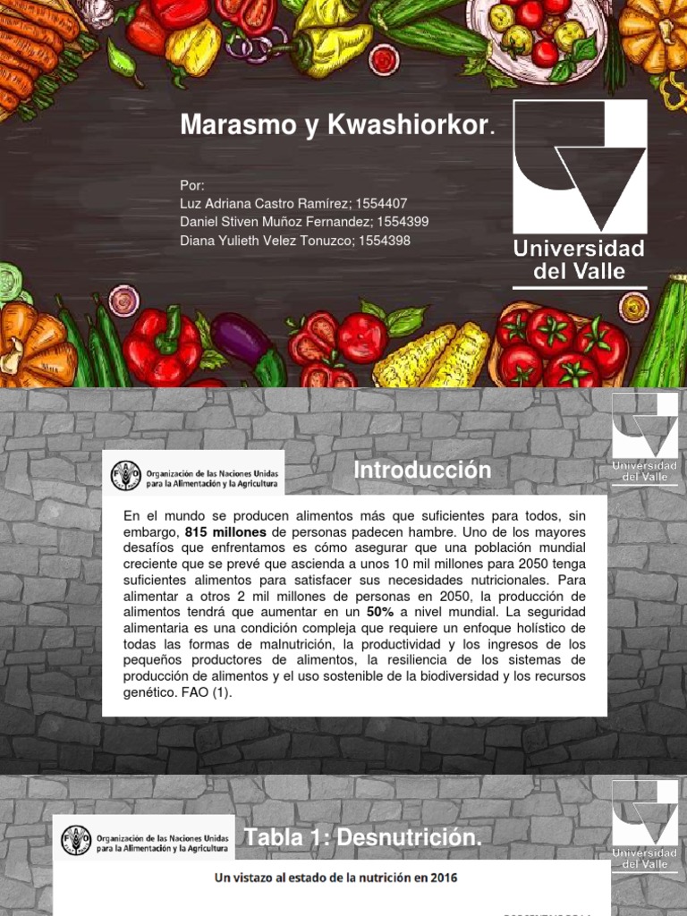 Marasmo y Kwashiorkor | Desnutrición | Alimentos