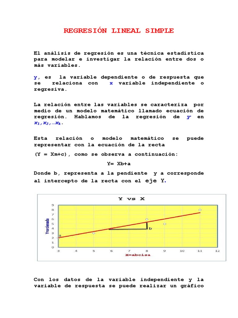 Regresion Lineal Simple | PDF | Coeficiente de determinación | Análisis de regresión