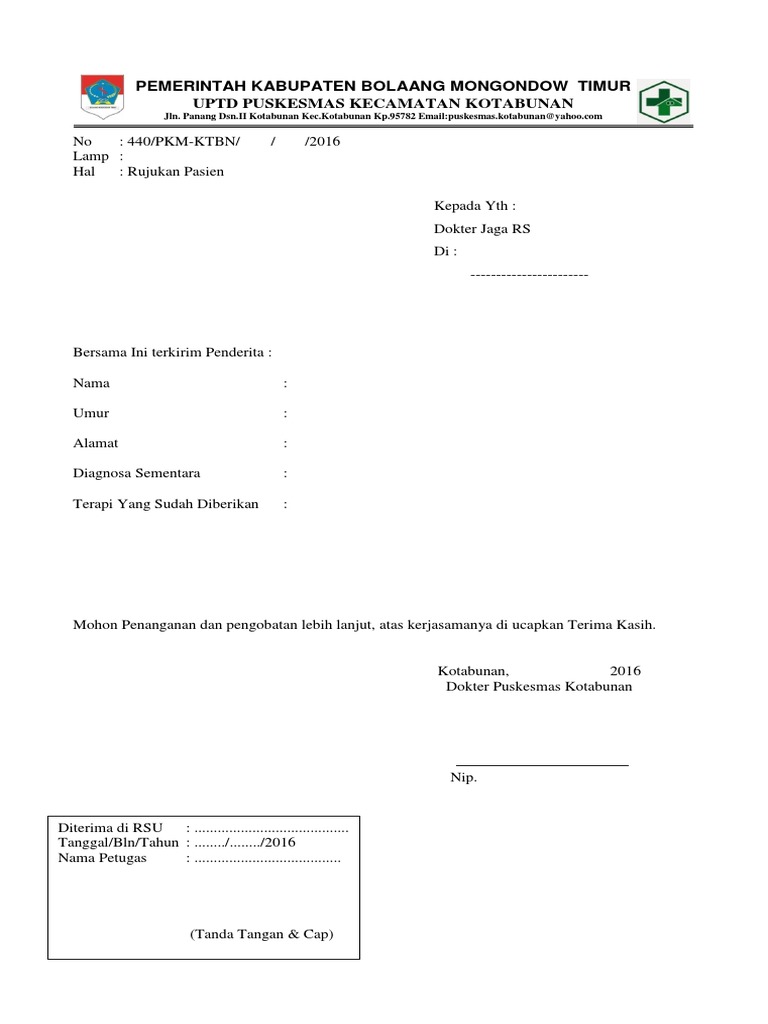 Blangko Surat Rujukan Pasien Umum | PDF