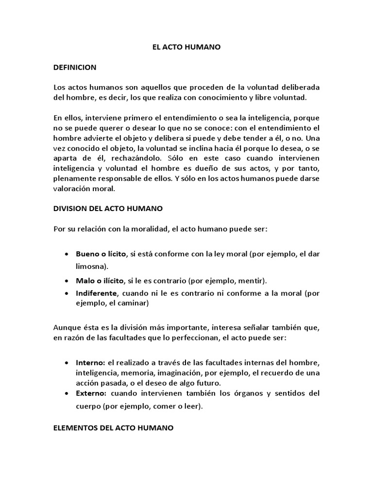 El Acto Humano - Etica | PDF | Moralidad | Libertad