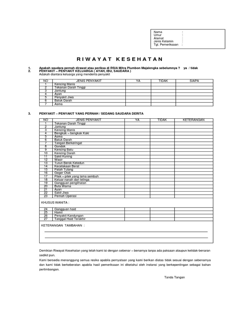Formulir Hasil Mcu | PDF