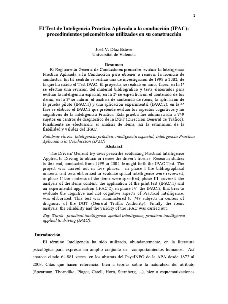 Inteligencia Practica | PDF | Inteligencia | Validez (Estadísticas)