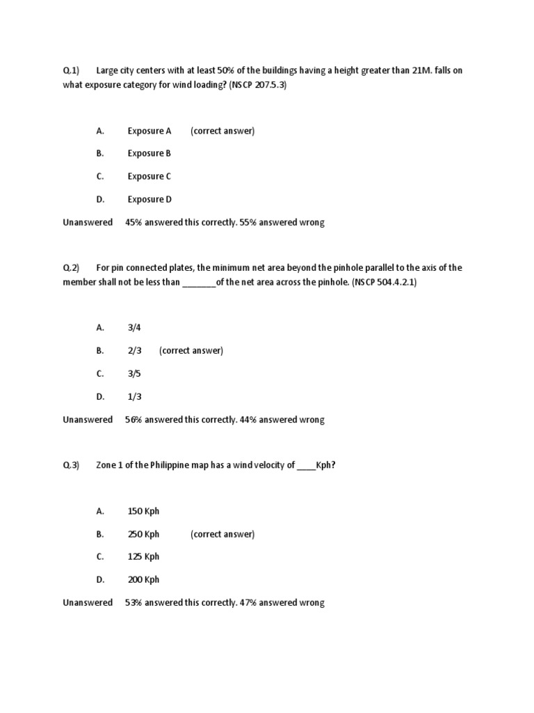 Analysis of Structural Engineering Exam Questions: Wind Loading, Steel ...