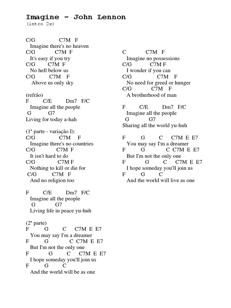 John Lennon - Imagine Lyrics & Chords | PDF