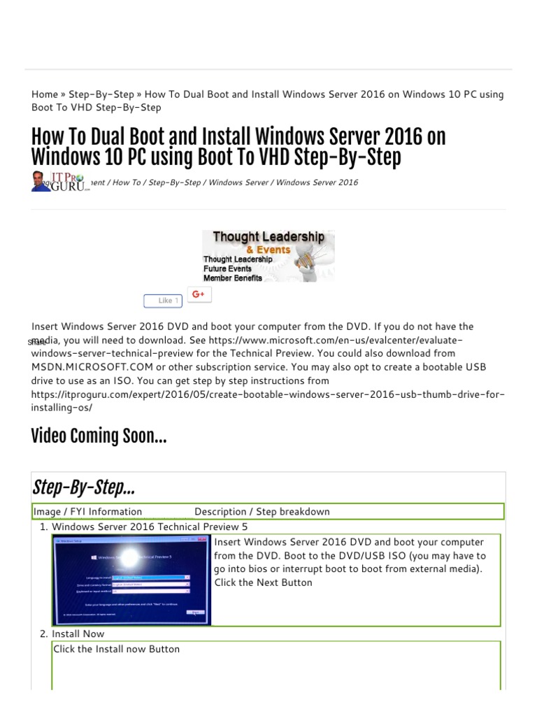How To Dual Boot and Install Windows Server 2016 On Windows 10 PC Using ...
