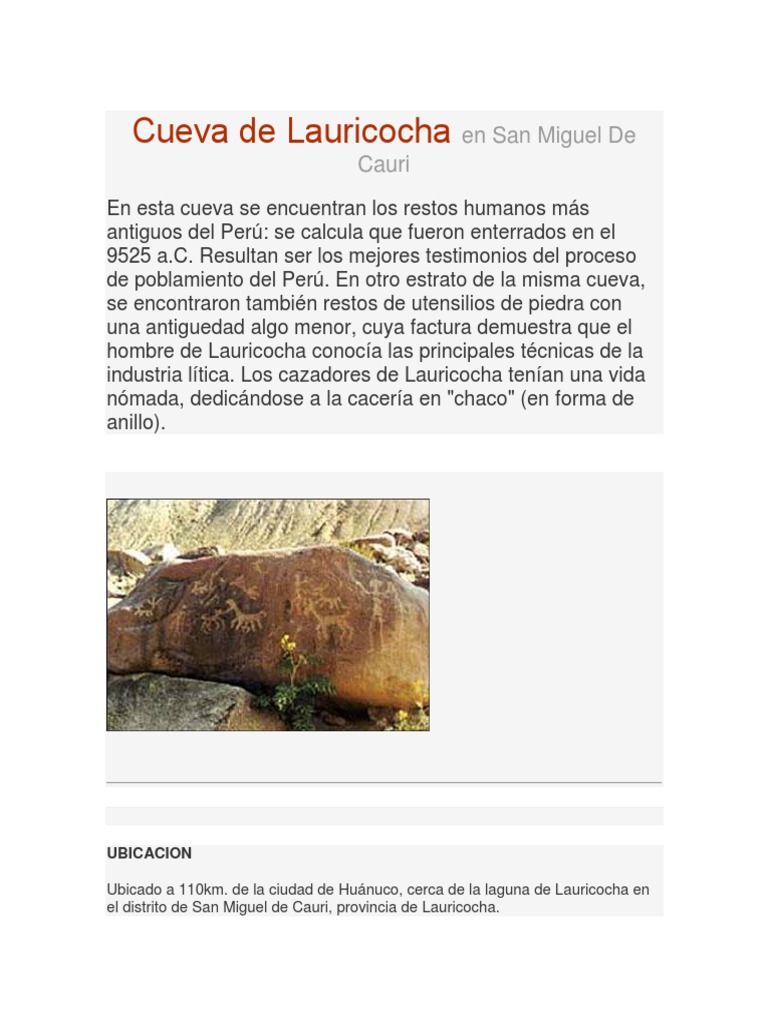 Restos y Arte Rupestre en Lauricocha | PDF | Arte roquero | Perú