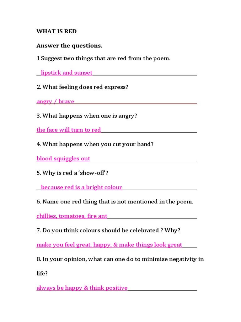 What Is Red Questions | PDF