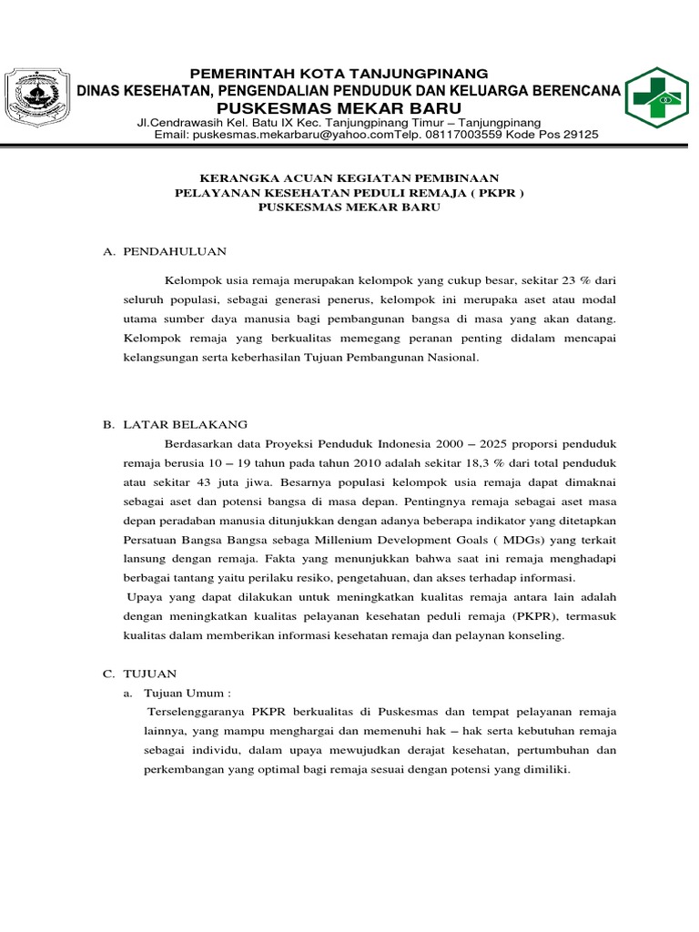 Kak Pembinaan Dan Peningkatan PKPR | PDF | Karier & Perkembangan | Ilmu ...