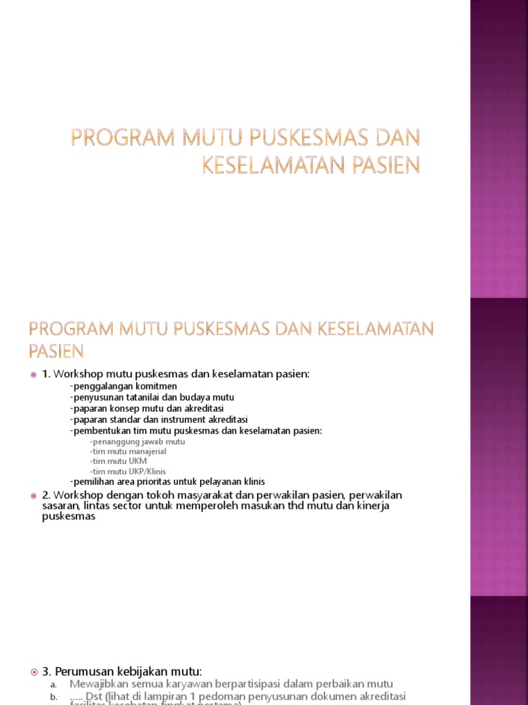 Program Mutu Puskesmas Dan Keselamatan Pasien | PDF