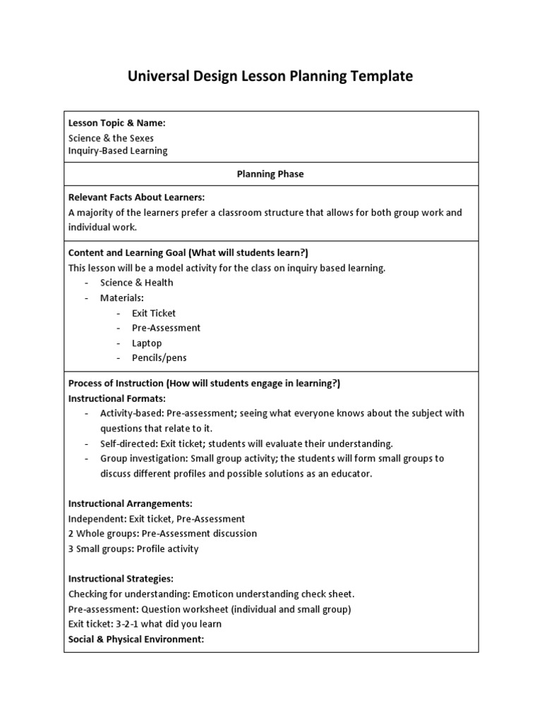 Udl Template | PDF | Inquiry Based Learning | Pedagogy