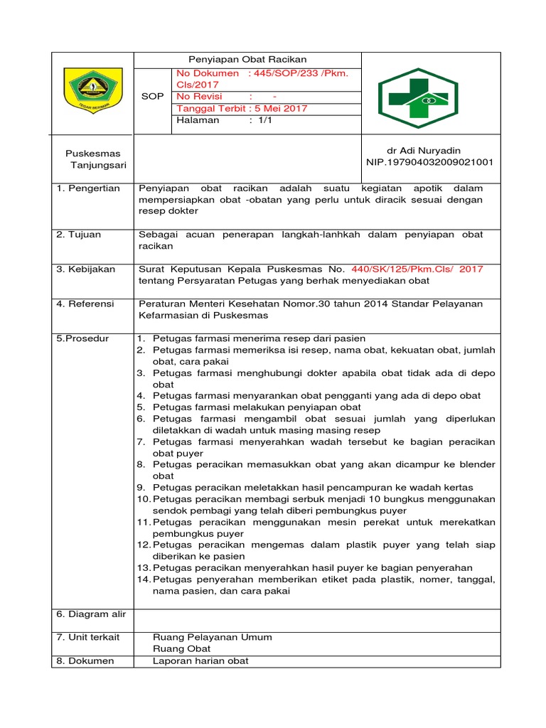 SOP Penyiapan Obat Racikan-1 | PDF