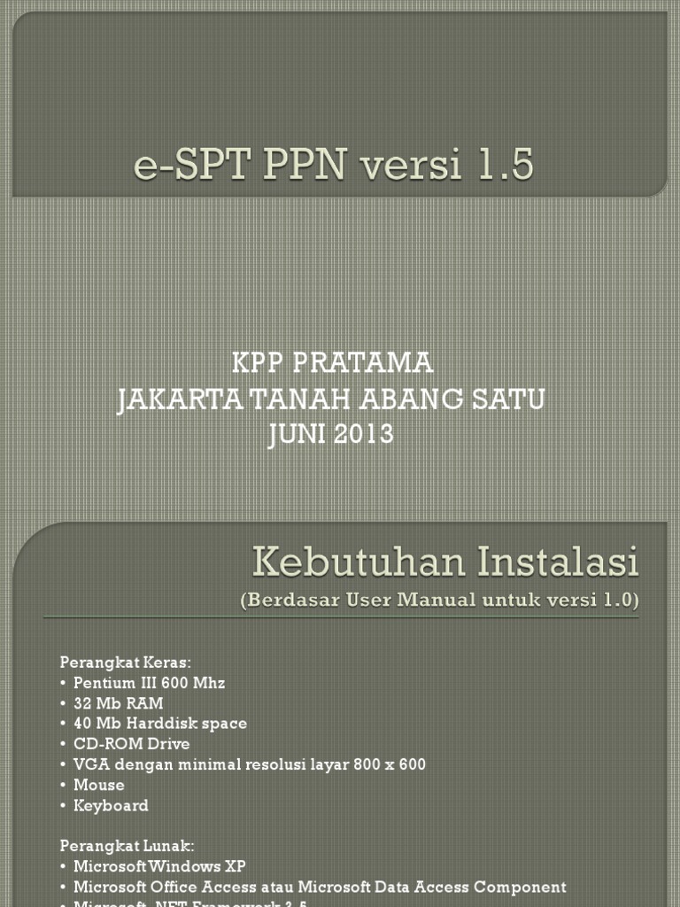 Bahan Presentasi E-SPT PPN V 1.5 | PDF