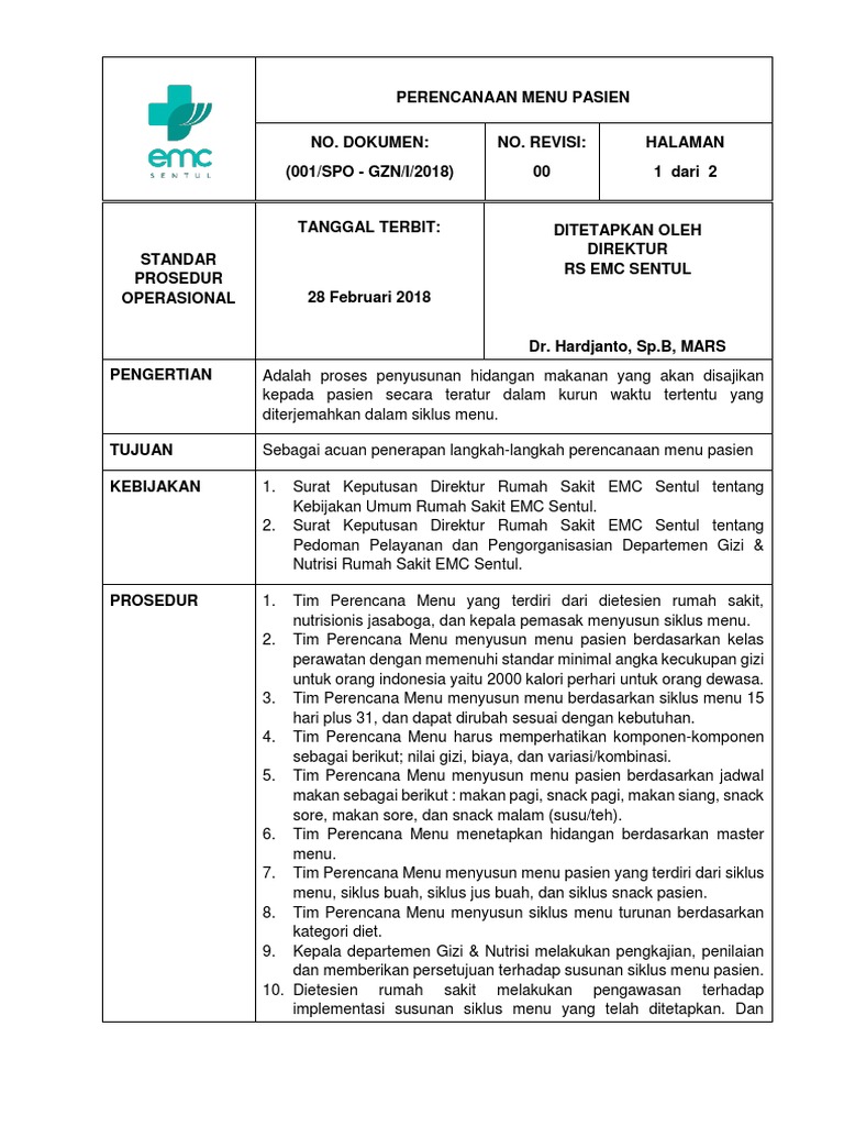 001 - Perencanaan Menu Pasien | PDF | Kesehatan Holistik