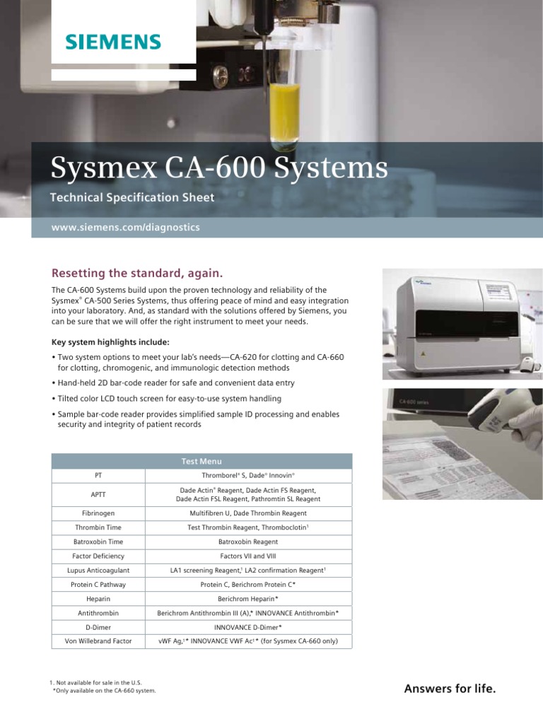 Global Sysmex Ca-600 PDF | PDF | Coagulation | Health Care