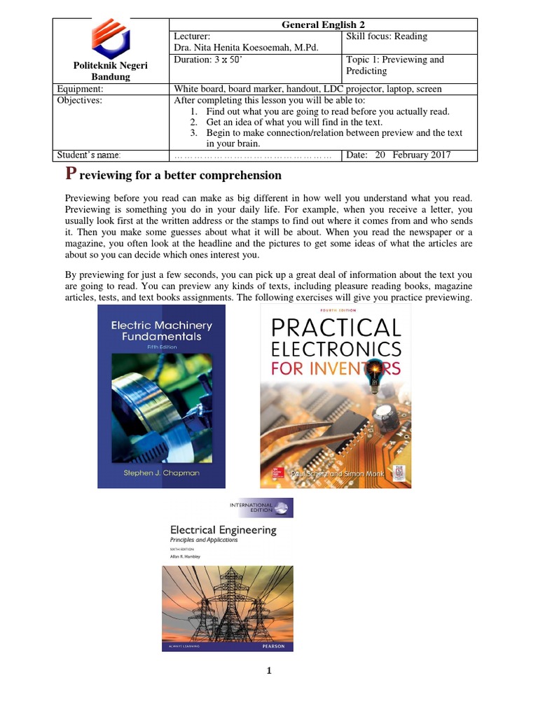 Unit 1 Previewing and Predicting - El-2 | PDF | Books | Engineering