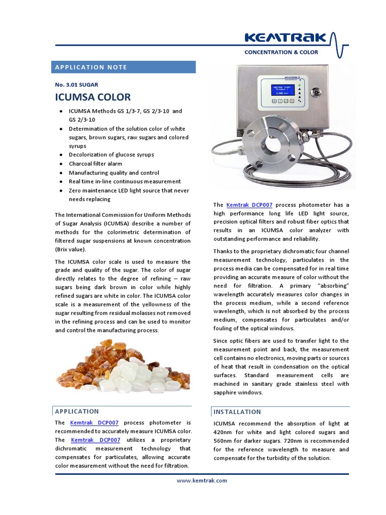 3.01 Sugar - ICUMSA Color | PDF | Color | Electromagnetic Radiation