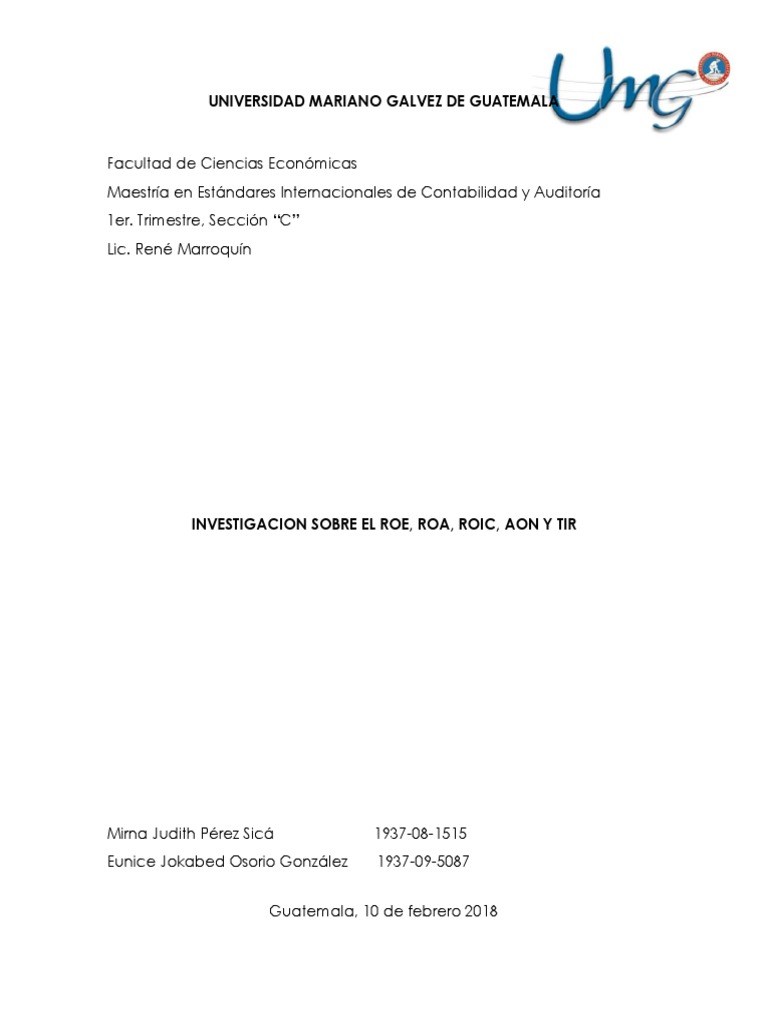 Investigacion Roa, Roic, Roe | PDF | Rentabilidad sobre recursos ... Investigacion Roa, Roic, Roe | PDF | Rentabilidad sobre recursos ...