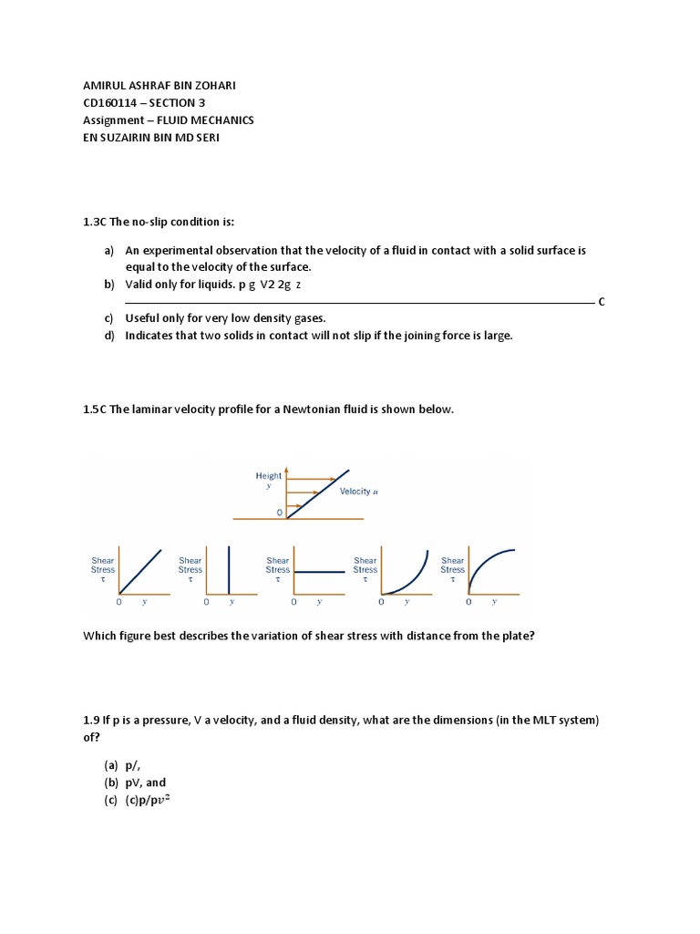 Fluid Mechanics Assignment Guide | PDF | Pressure Measurement | Fluid ...