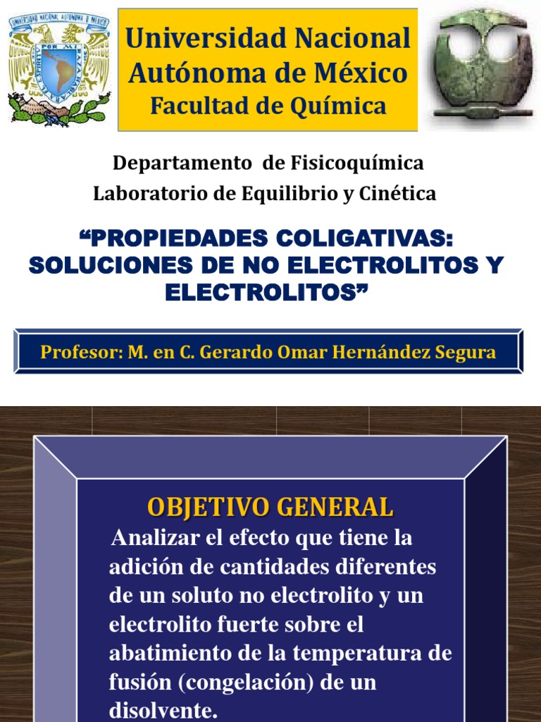 Propiedades Coligativas de Soluciones de Electrolitos y No Electrolitos ...