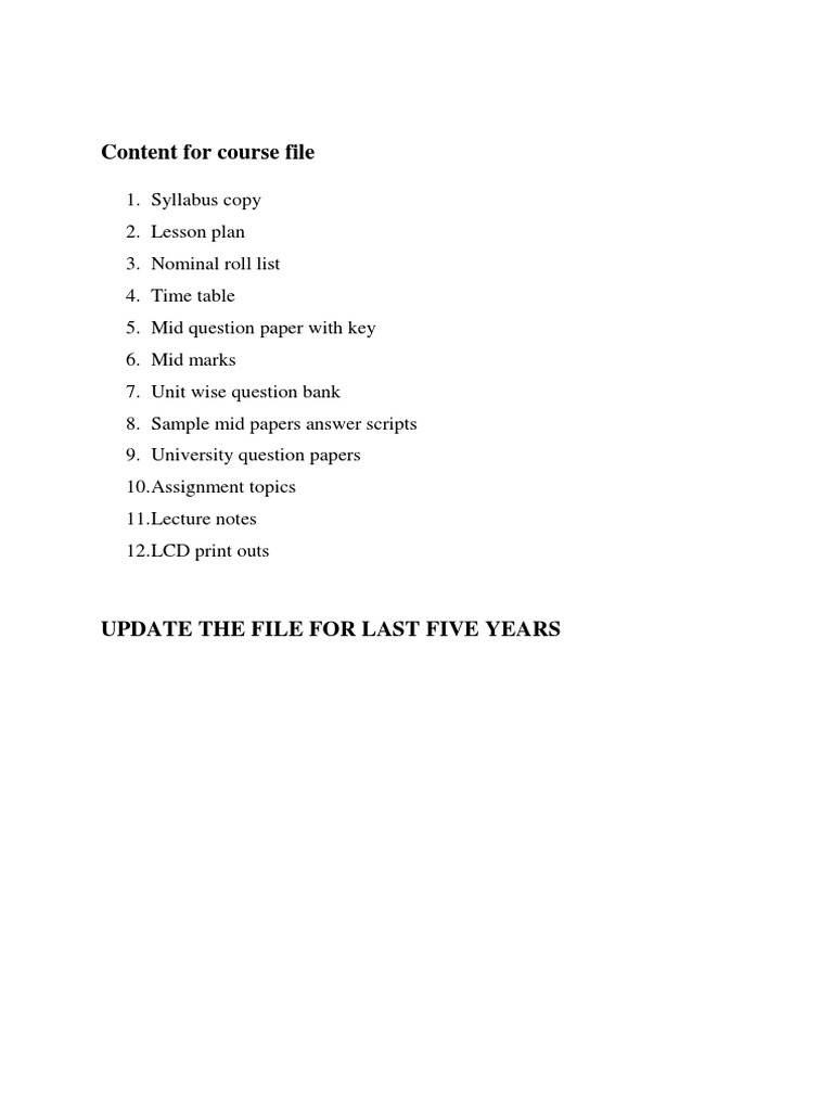 Course File Content | PDF
