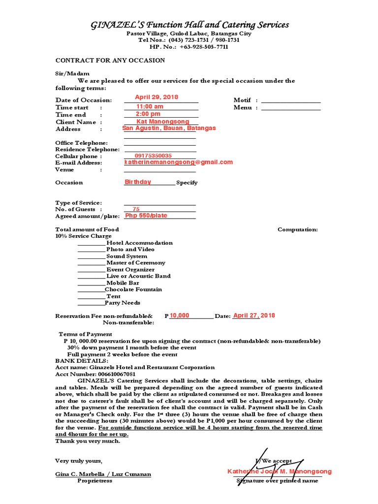 Any Occasion - Contract | PDF | Fee | Business