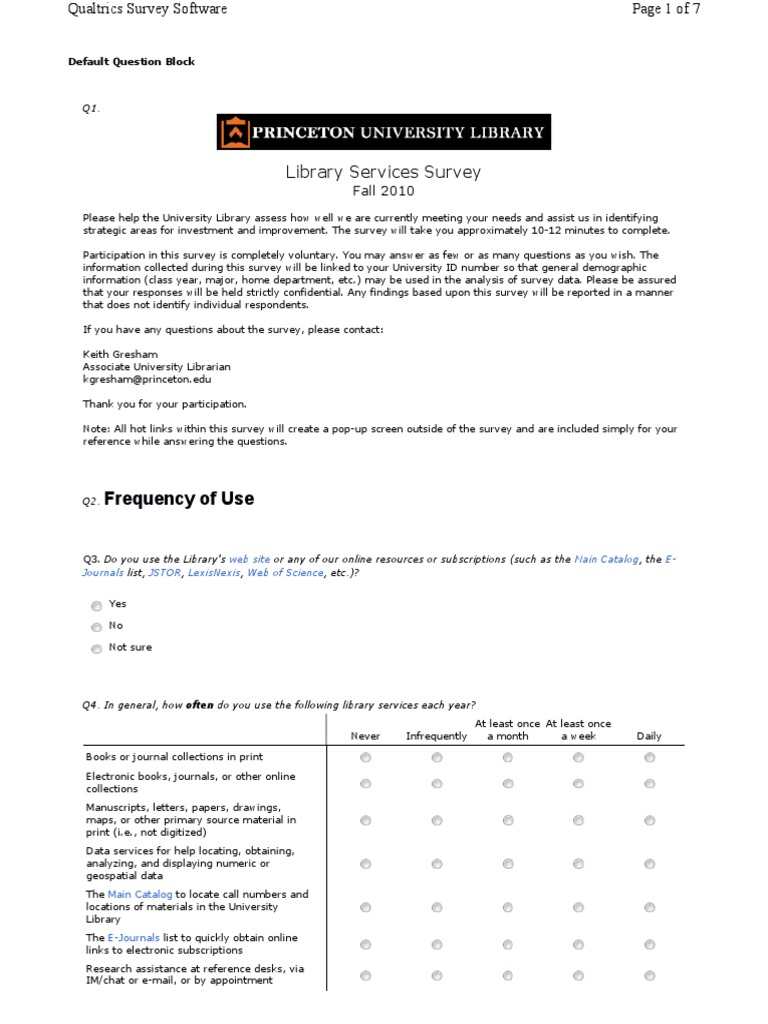 Library Services Survey 2010 - Final Version - 0 | PDF | Libraries | Books