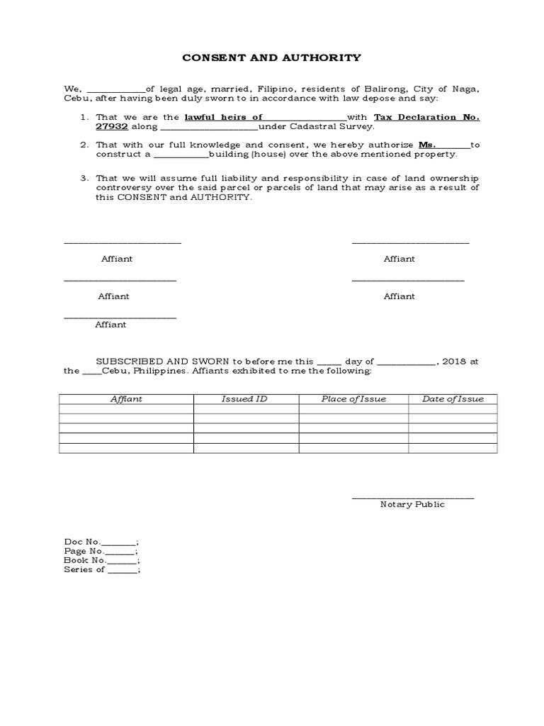 Consent and Authority for Property Construction | PDF | Business ...