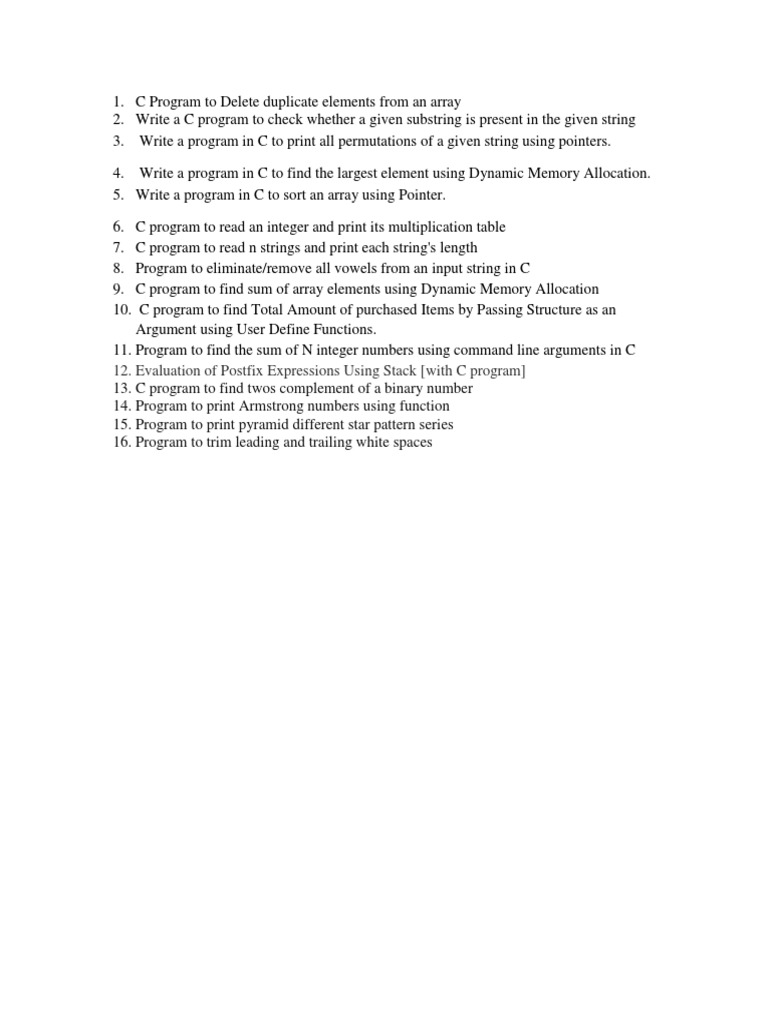 Evaluation of Postfix Expressions Using Stack (With C Program) | PDF ...
