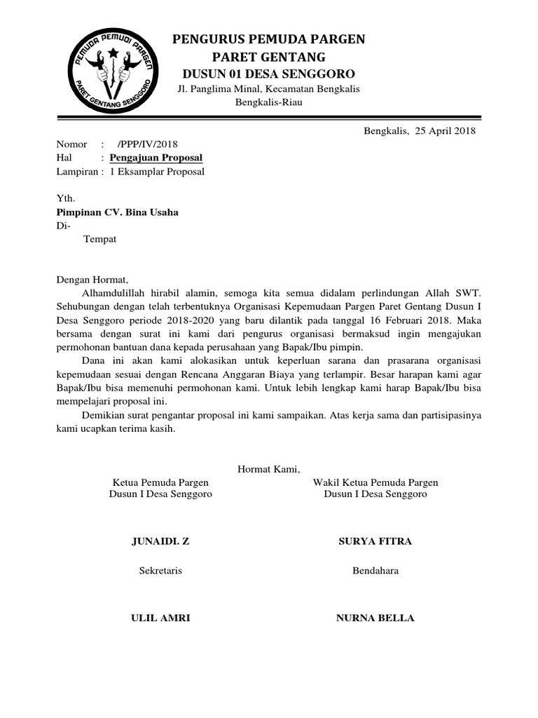 Contoh Surat Pengantar Proposal | PDF