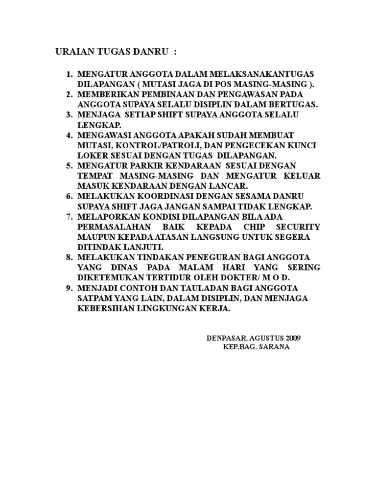 Uraian Tugas Danru | PDF | Bisnis | Komputer
