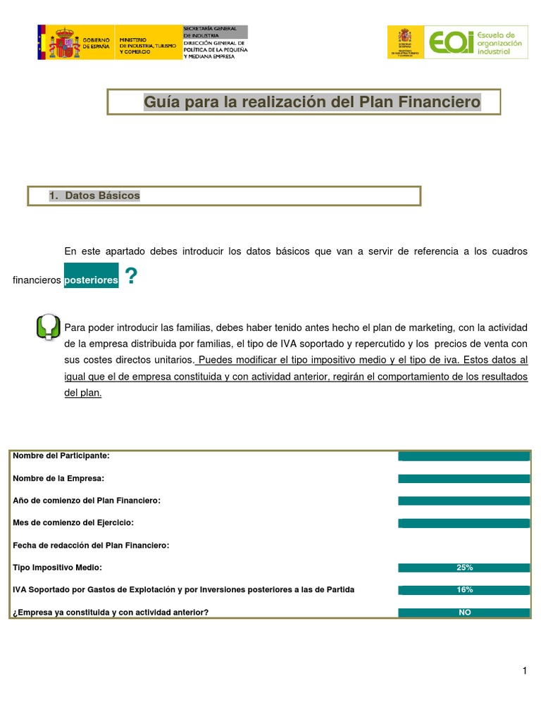 Guia Plan Financiero EOI | PDF | Amortización (Negocio) | Arrendamiento