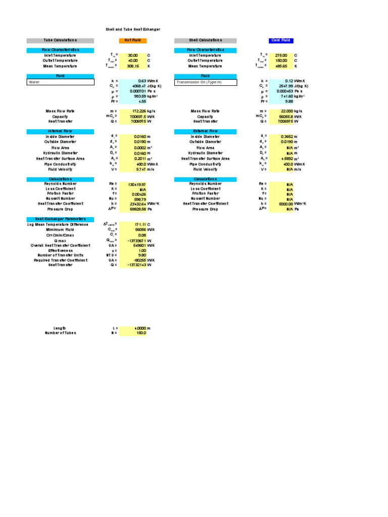 Shell and Tube Heat Exchanger Design Calculations | PDF | Heat Transfer ...