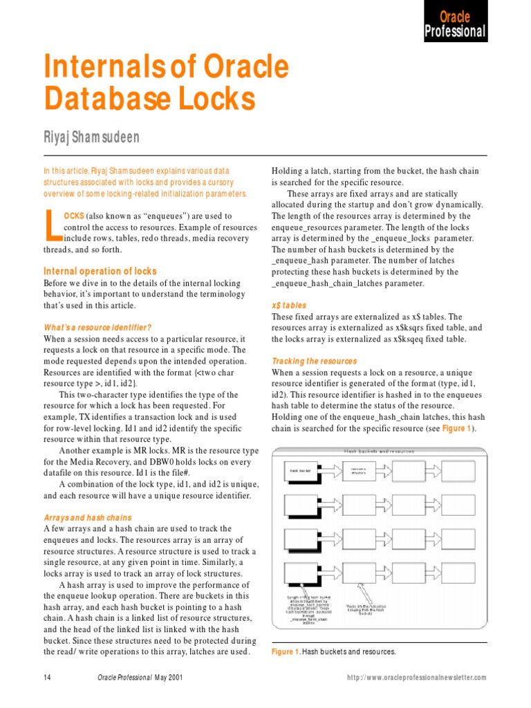 Internal Locks Pdf Oracle Database Array Data Structure
