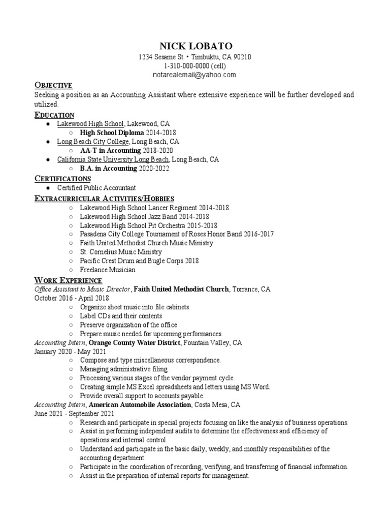 Nick Resume | PDF | Accounting | Business