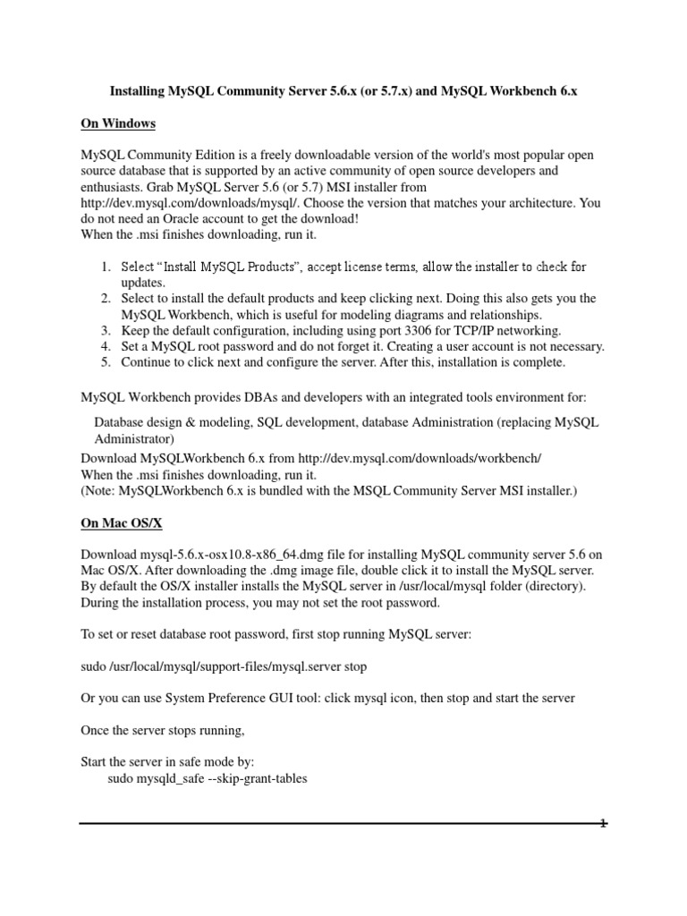 Installing Mysql Community Server 5.6.X (Or 5.7.X) and Mysql Workbench ...