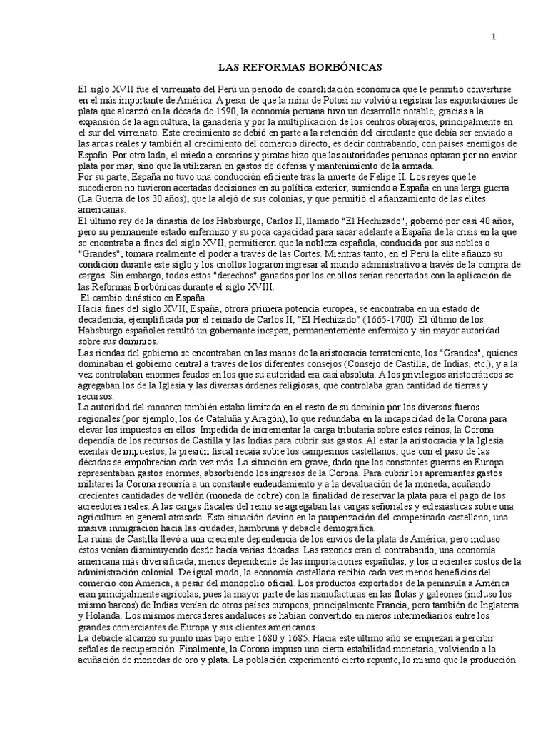 Las Reformas Borbónicas | PDF | Imperio español | España