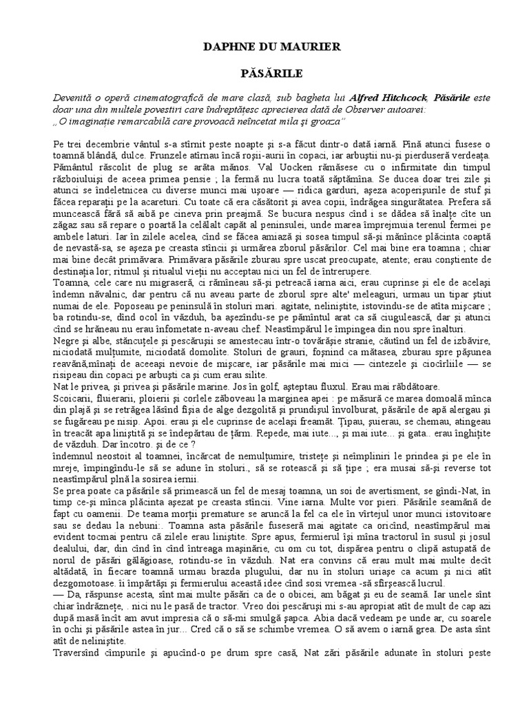 Daphne Du Maurier Pasarile PDF | PDF