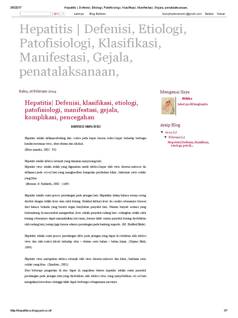 Hepatitis - Defenisi, Etiologi, Patofisiologi, Klasifikasi, Manifestasi, Gejala, Penatalaksanaan ...