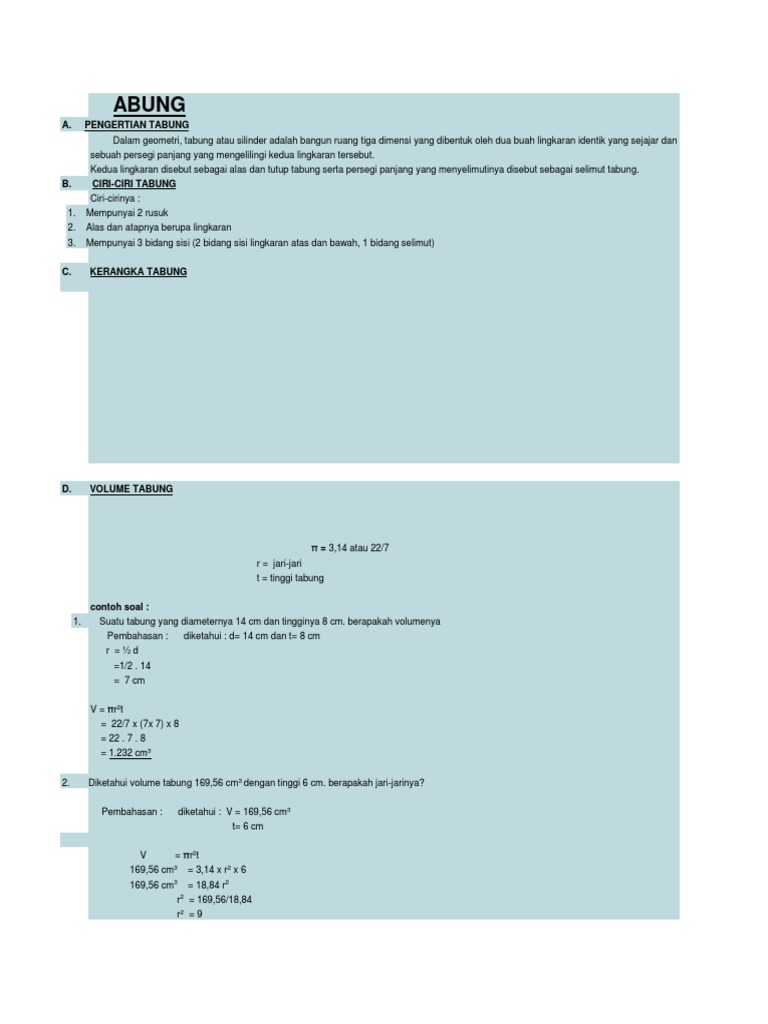 Pengertian dan Rumus Tabung dalam Geometri | PDF | Seni
