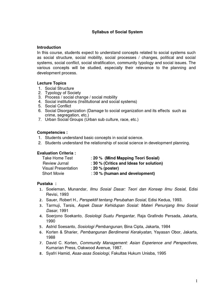 Social System Syllabus | PDF | Social Group | Social Structure